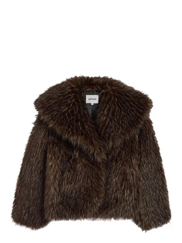 Apparis Yara Faux Fur Short Coat - Brown