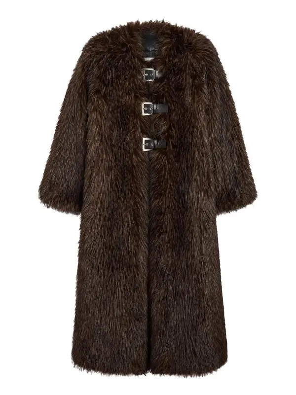 Apparis Nolwen Faux Fur Maxi Coat - Brown