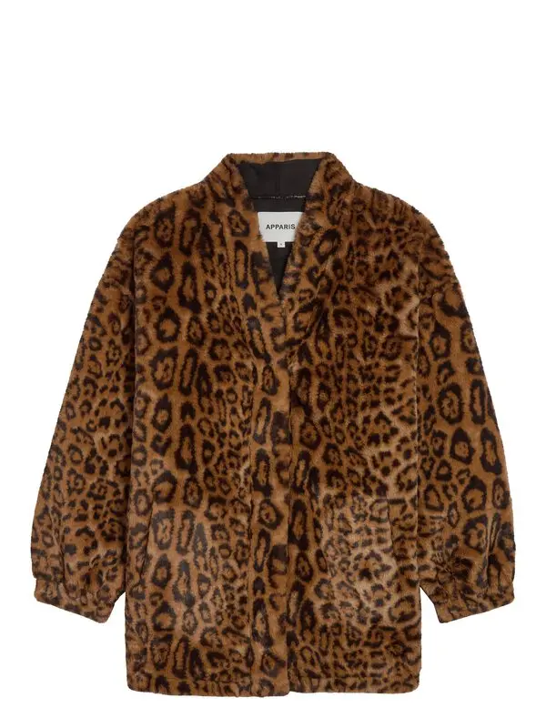 Apparis Jane Leopard Faux Fur Coat - Animal