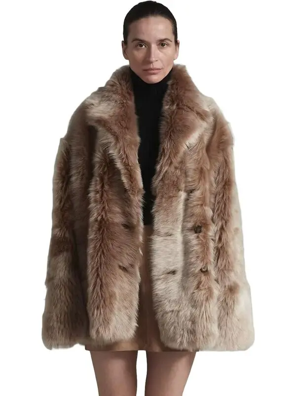 UTZON Jehanne Oversized Shearling Coat - Brown