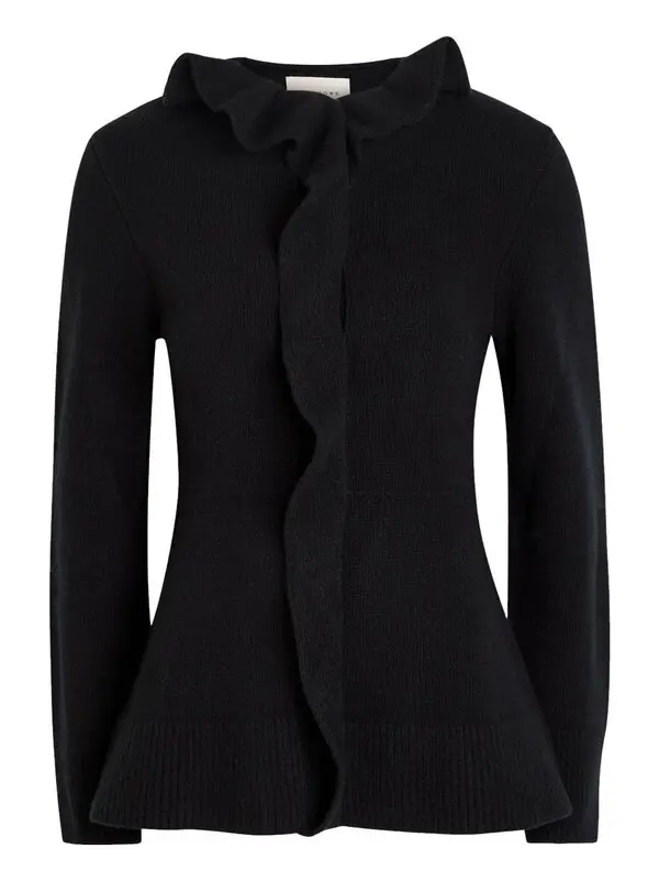 LIBEROWE Ruffled Wool Cardigan - Black