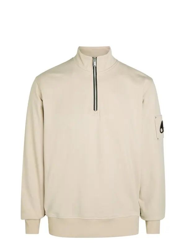 Moose Knuckles Hartsfield Half-zip Cotton Sweatshirt - Ecru