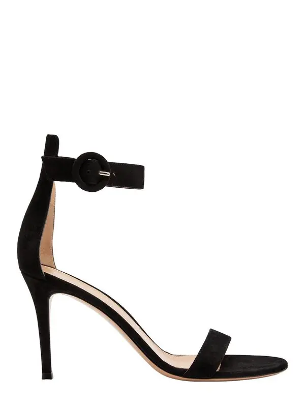 GIANVITO ROSSI Portofino 85 Suede Sandals - Black