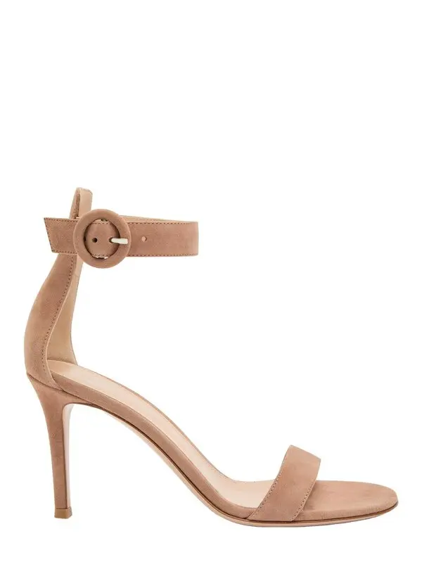 GIANVITO ROSSI Portofino 85 Suede Sandals - Nude