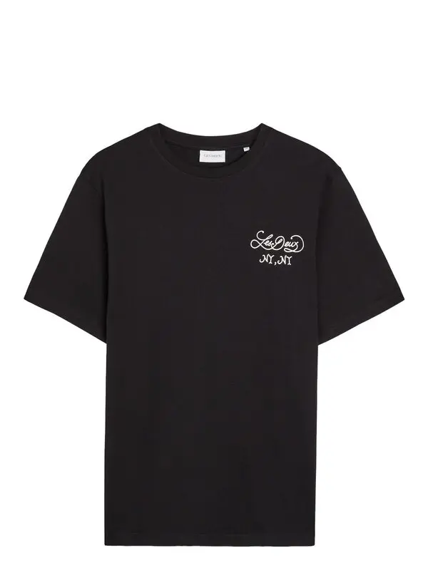 LES DEUX Orchid Logo-print Cotton T-shirt - Black