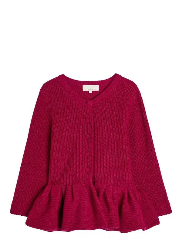 LIBEROWE Cashmere Peplum Cardigan - Dark Pink