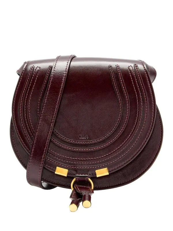 Chloé Marcie Small Glossed Leather Saddle Bag - Red