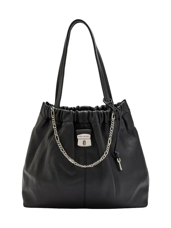 Marc Jacobs Leather Tote Bag With Chain Embellishment - Black