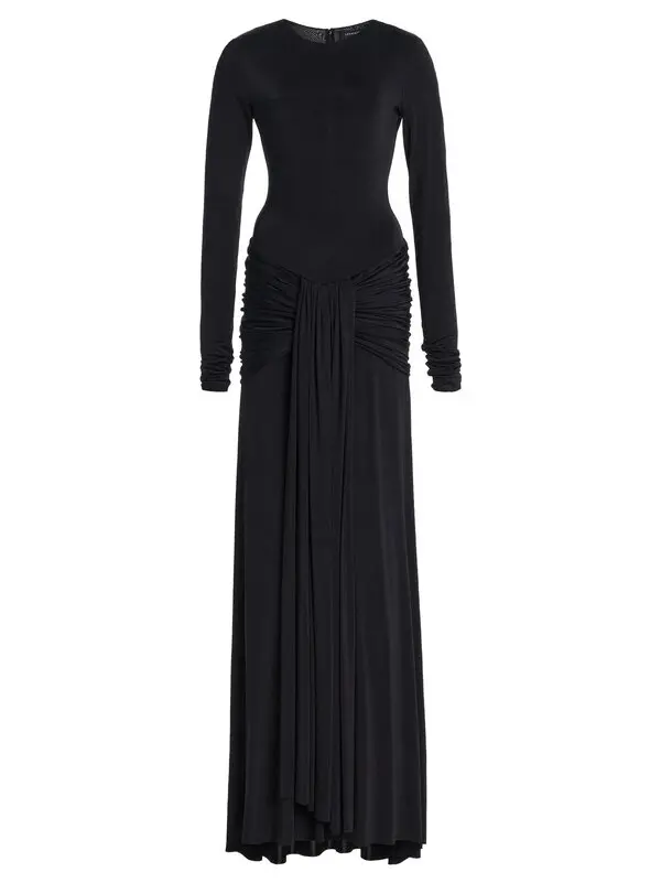 SEV Knotted Knit-jersey Maxi Gown - Black