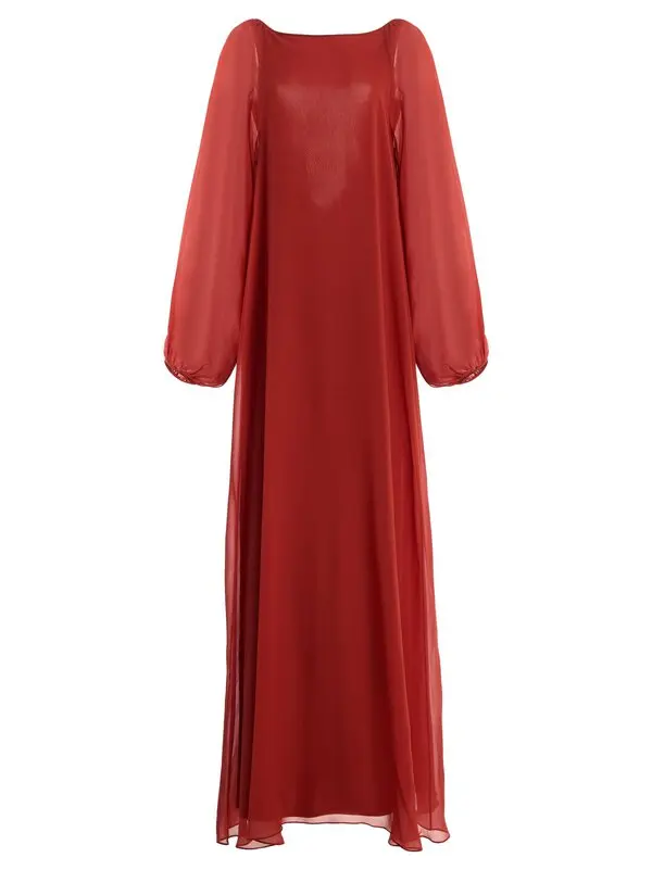 SEV Open-back Silk-chiffon Maxi Caftan Dress - Red