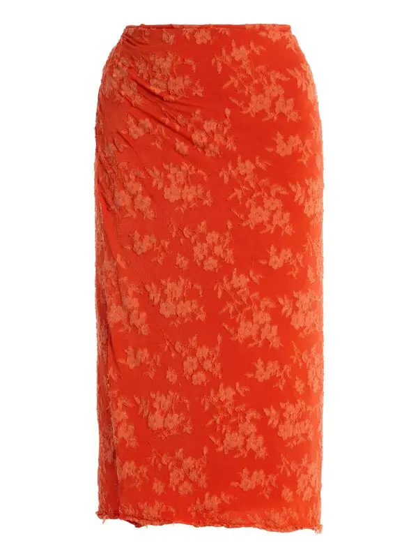 SIR. Blanca Floral Jacquard Midi Wrap Skirt - Orange
