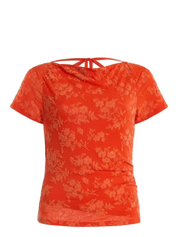 SIR. Floral Jacquard Blanca Top - Orange