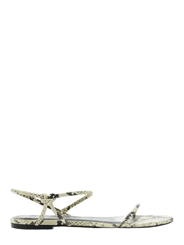 Staud Laurel Snake-effect Leather Sandals - White