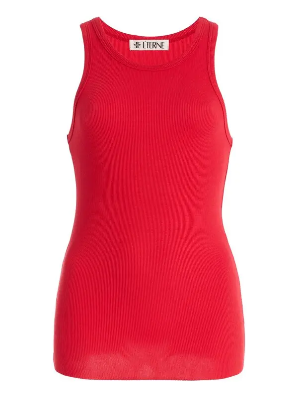 Eterne High Neck Fitted Tank - Red