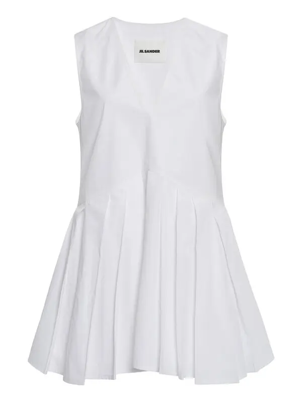 JIL SANDER Cotton Peplum Top - White
