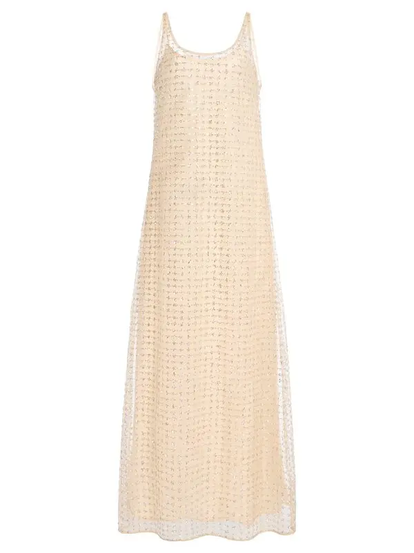 Staud Aurielle Beaded Tulle Maxi Dress - Ivory