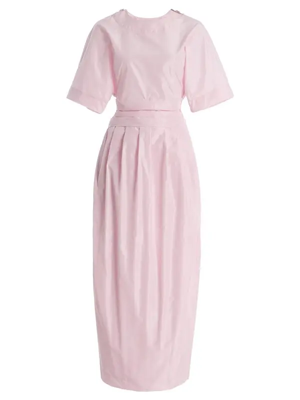 Staud Michelina Pleated Shell Midi Dress - Pink