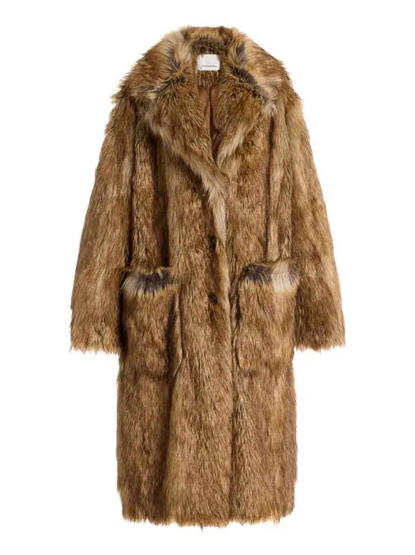 THE FRANKIE SHOP Rella Faux Fur Coat - Brown