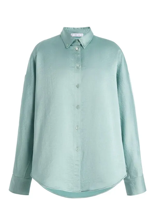 Proenza Schouler White Label Caroline Crinkled Crepe Shirt - Blue