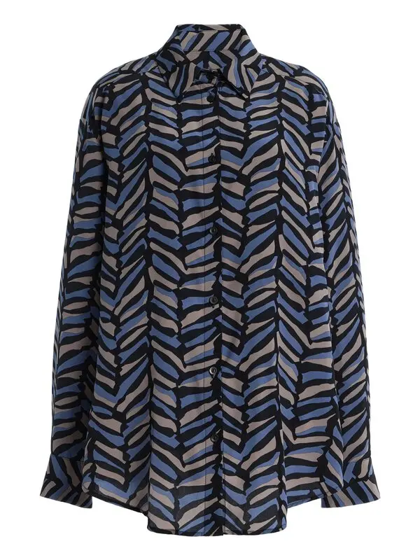 Matteau Silk Crepe De Chine Shirt - Blue