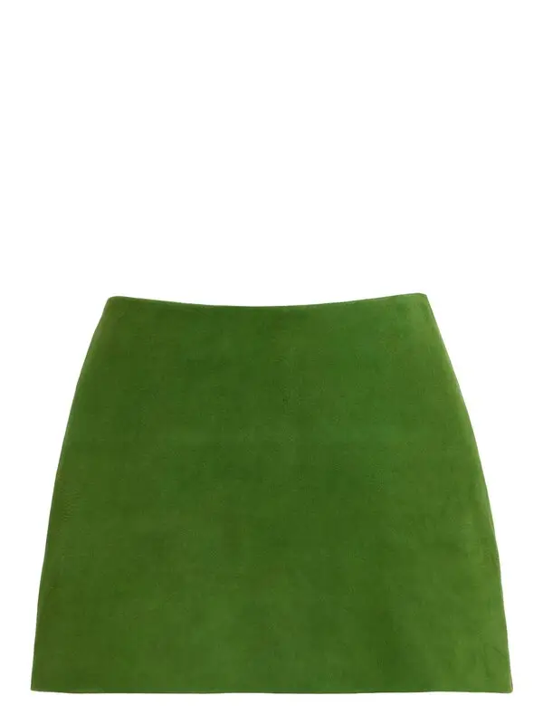 Staud Crest Suede Mini Skirt - Green