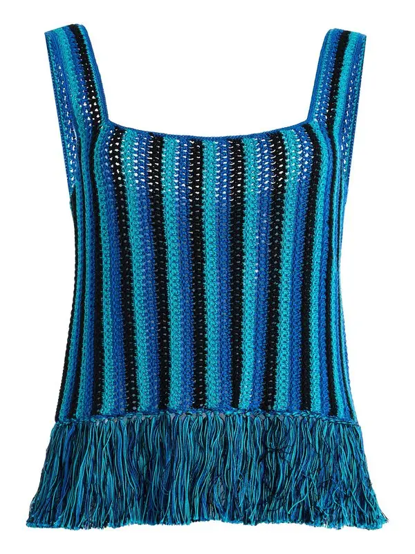 Escvdo Misti Crochet Cotton Tank Top - Blue