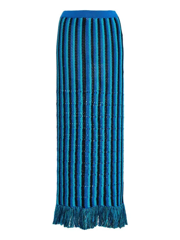Escvdo Misti Crocheted Midi Skirt - Blue
