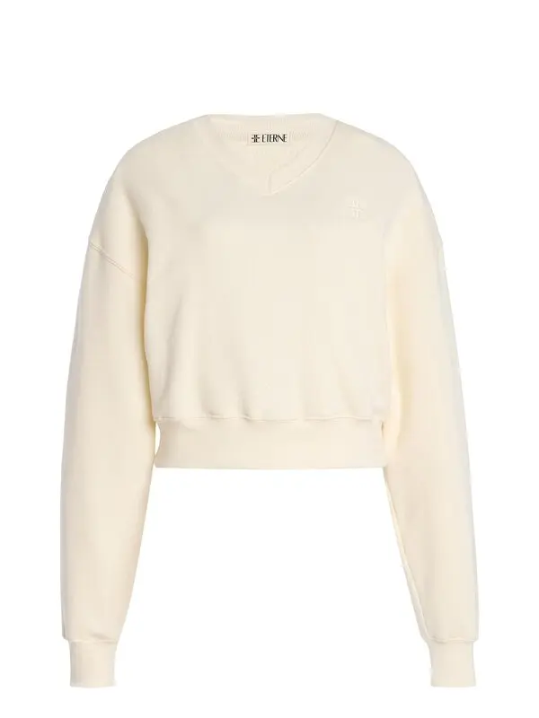 Eterne Cropped Cotton-modal Sweatshirt - White