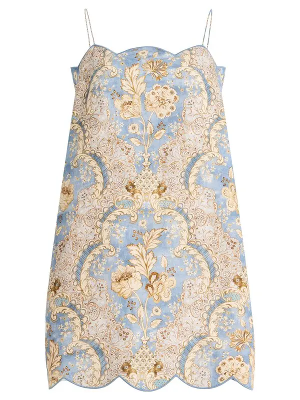 Zimmermann Daylight Scallopped Linen Mini Dress - Multi