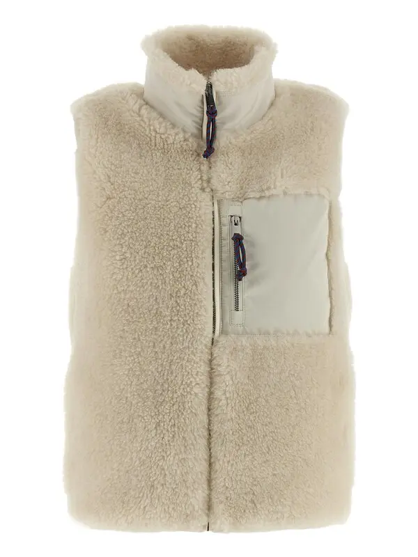 Tory Burch Colorblock Highpile Vest - White