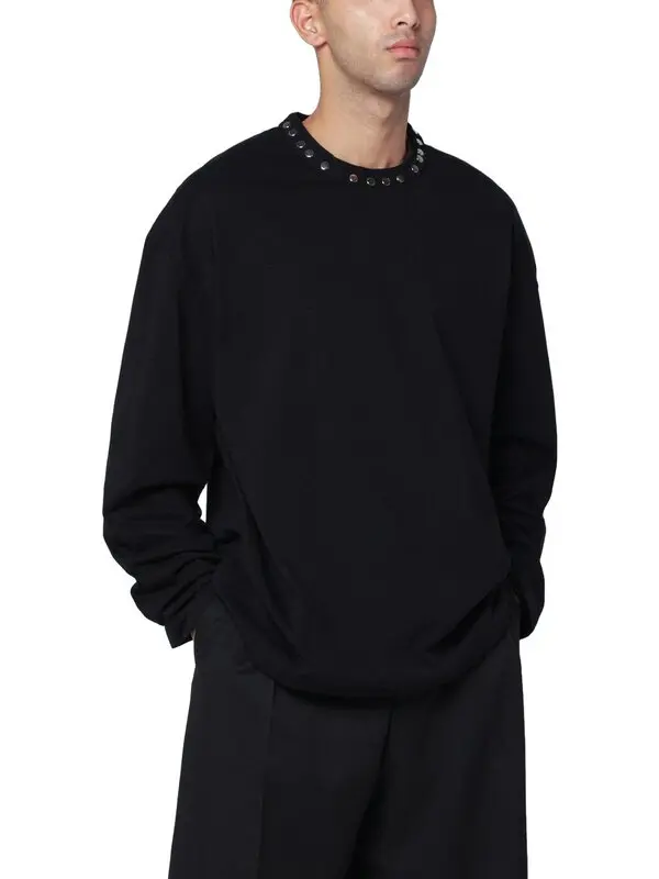 JIL SANDER Long Sleeve T-shirt With Studs - Black