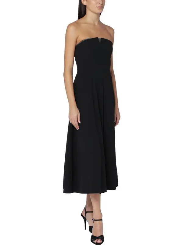 Alberta Ferretti Sleeveless Stretch Cady Midi Dress - Black