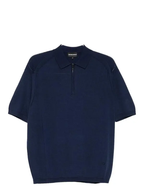 Emporio Armani Wool Blend Polo Shirt - Blue