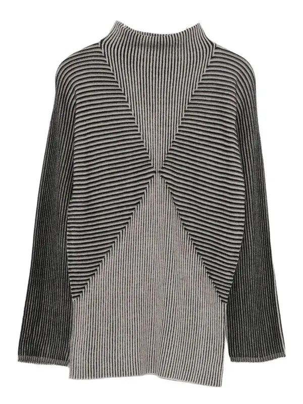 Emporio Armani Striped High Neck Top - Black