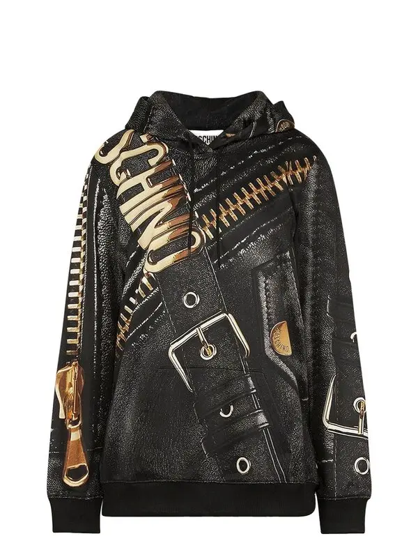 Moschino Marco Biker Hooded Sweatshirt - Black