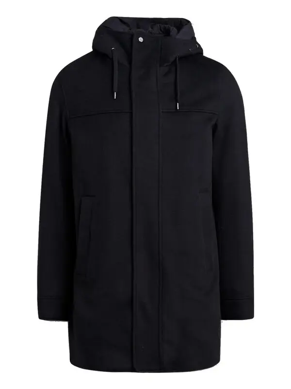 Herno Wool Cashmere Hooded Coat - Black