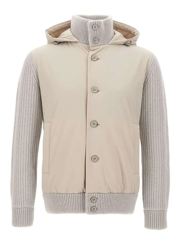 Herno Resort Hooded Knitted Jacket - Beige