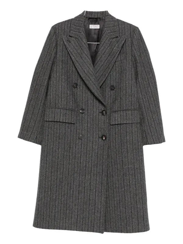 Alberto Biani Wool Double-breasted Coat - Grey