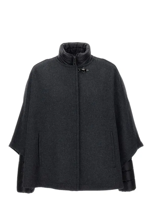 FAY Reversible Wool Cape - Black