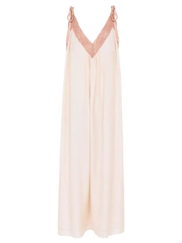 Chloé Habotai Silk And Lace Dress - Pink