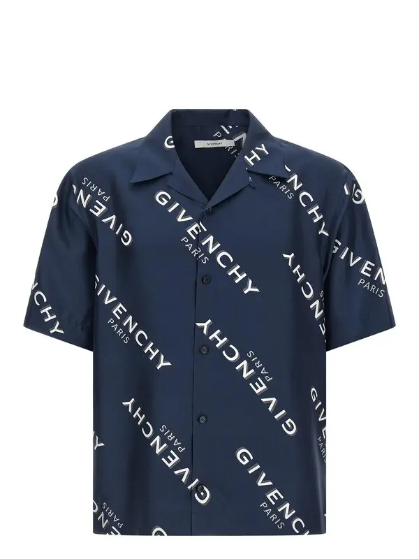 Givenchy Printed Silk Bowling Shirt - Blue