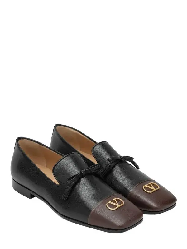 Valentino Garavani Vlogo Leather Loafers - Black