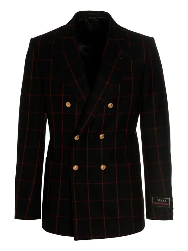 Gucci Double-breasted Check Blazer - Multicolor