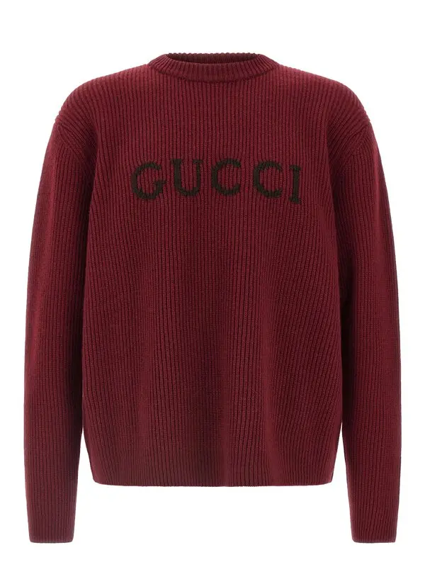 Gucci Intarsia Wool And Cashmere Sweater - Bordeaux