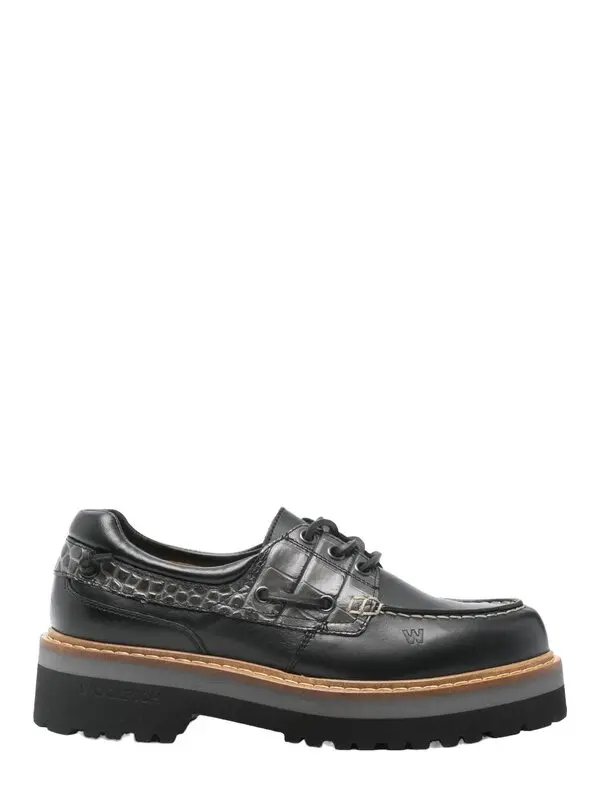 Woolrich Rock Leather Boat Shoes - Black