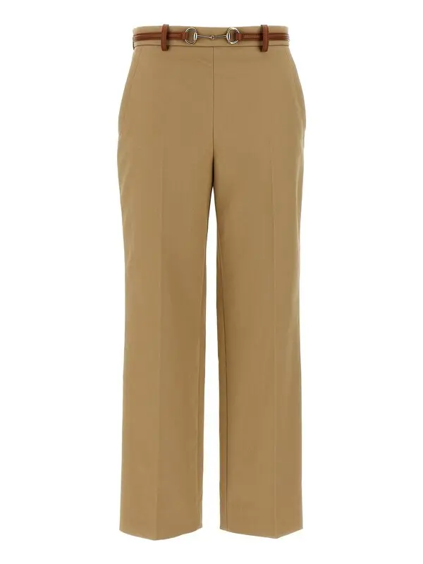 Gucci Horsebit Cotton Drill Trousers - Beige