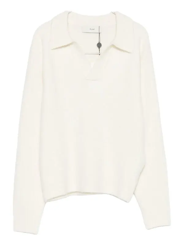 DUNST Wool Blend Polo Sweater - Ivory