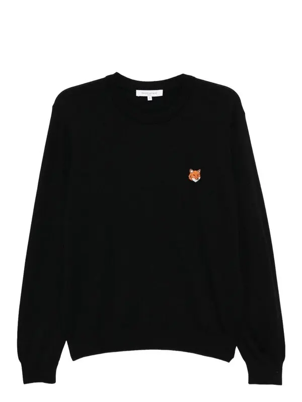 Maison Kitsuné Fox Head Wool Crewneck Sweater - Black