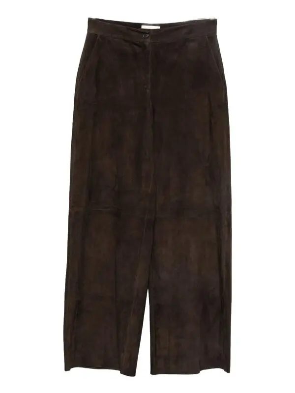 VIA MASINI 80 Leather Wide Leg Pants - Brown