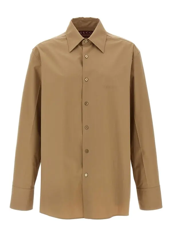 Gucci Embossed Logo Poplin Shirt - Beige